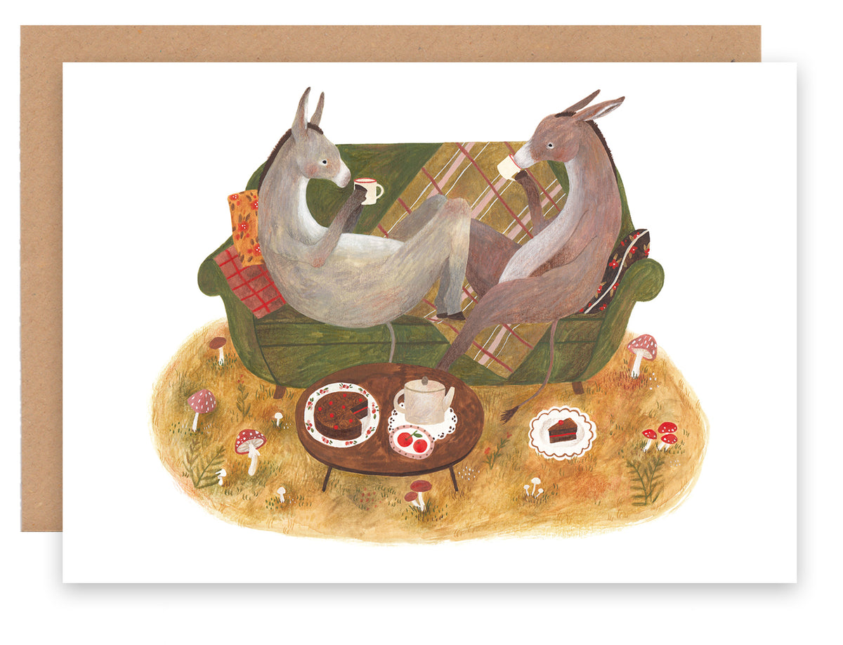 Donkey tea party A6 card – Cécile Berrubé